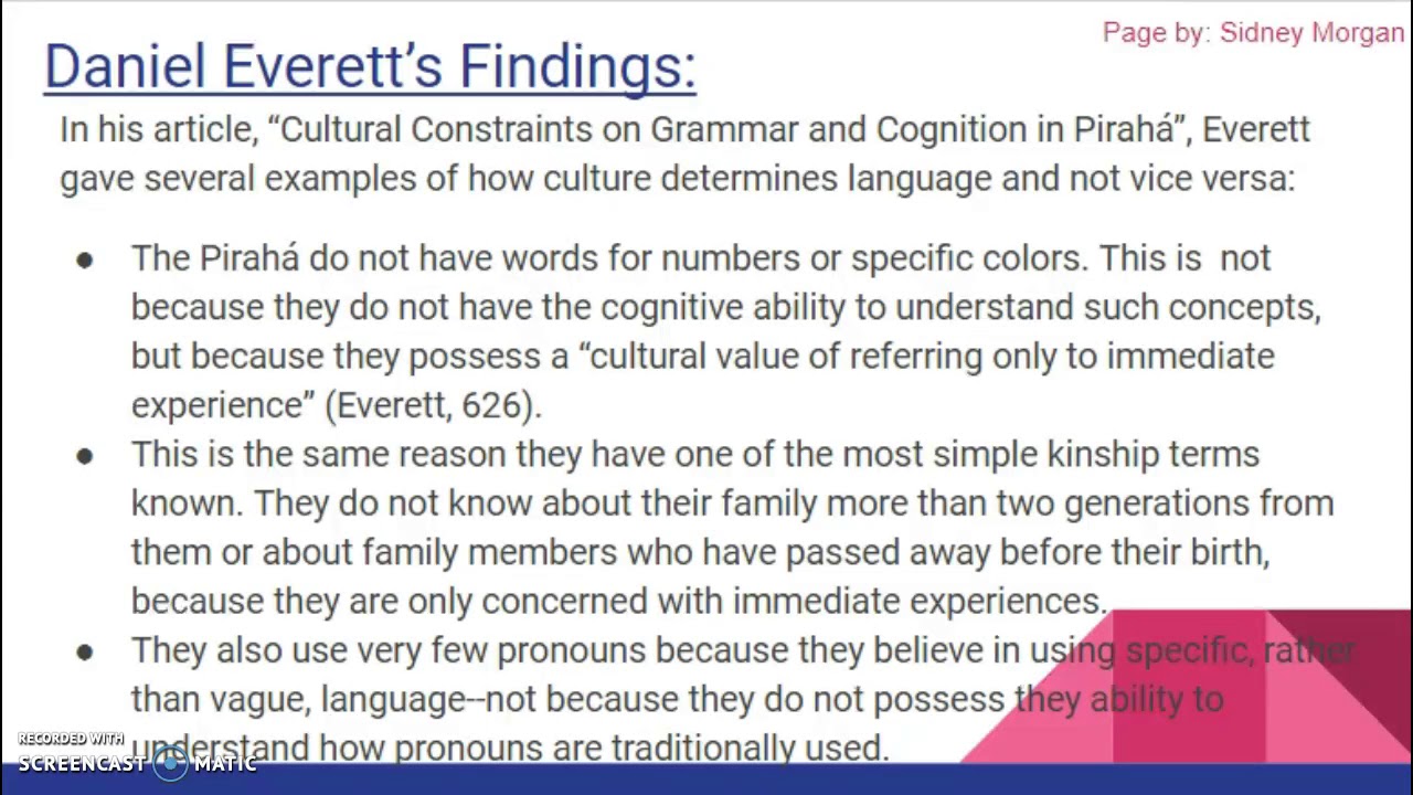 daniel everett's findings - YouTube