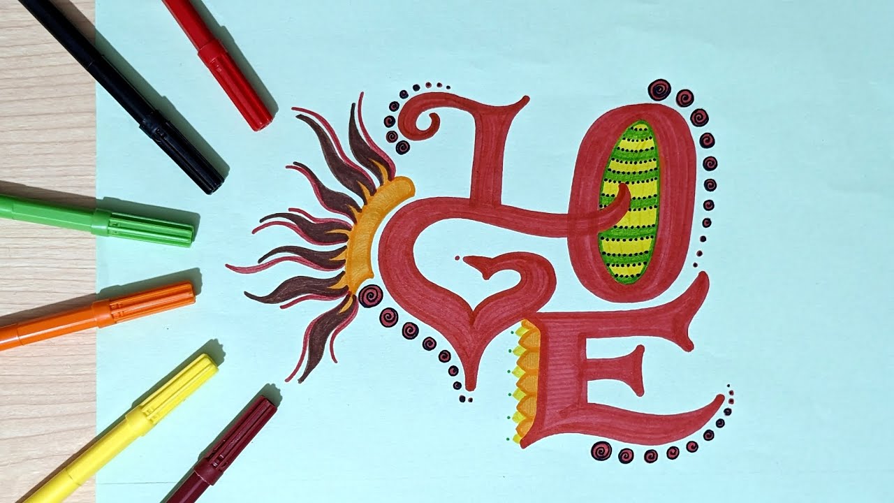 How to Draw Creative Art 'Love' | Easy Creative Art | Creative Name Art ...