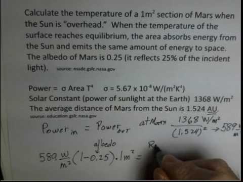 Mars Subsolar Temperature Using Albedo and Blackbody Equation - YouTube
