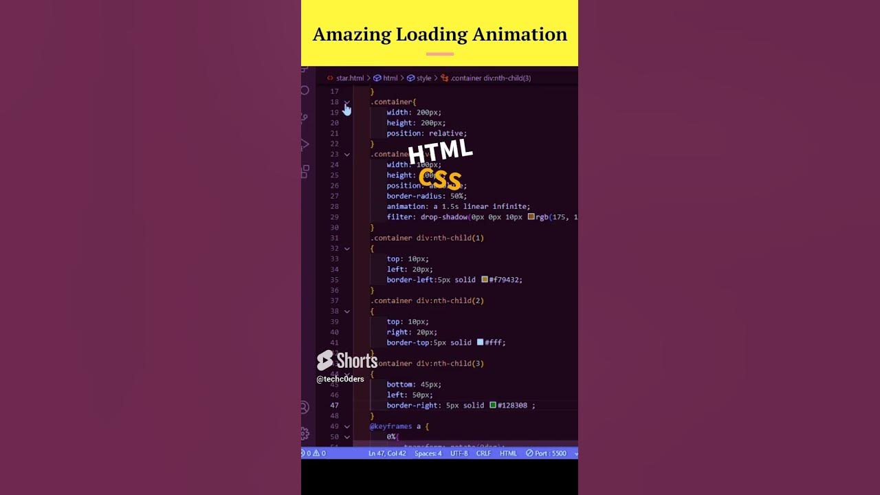 Amazing Loading Animation Using Html Css Techcoders Animation Technology Css Youtube