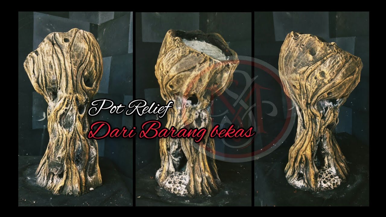 CREATIVE IDEA,RELIEF POTS FROM USED MATERIALS / ide kreatif,pot relief ...
