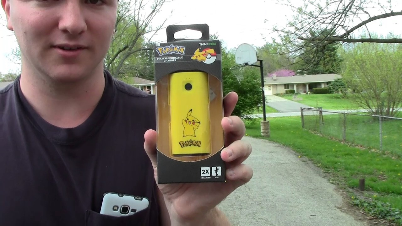 Pikachu Pokemon Go portable cell phone charger power bank review - YouTube