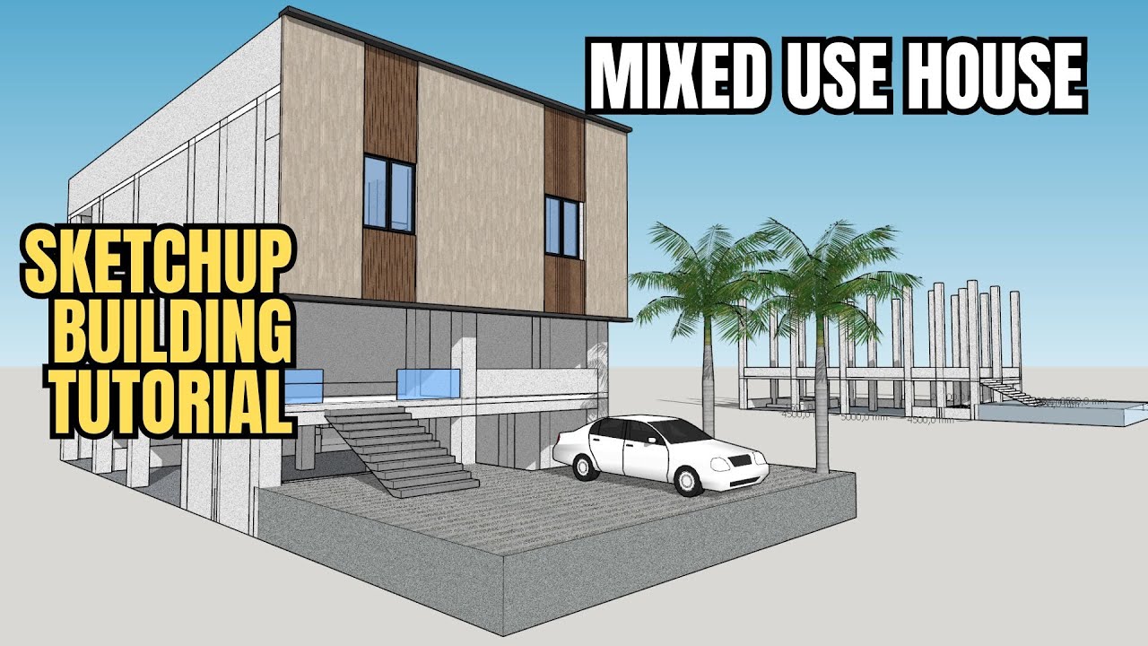 SKETCHUP BUILDING TUTORIAL MIXED USE HOUSE CONCEPT - YouTube