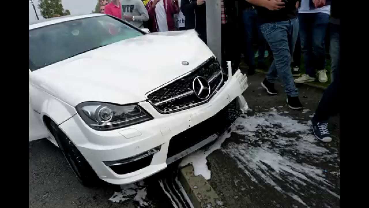 C63 AMG crash - YouTube