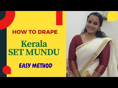 How To Wear KERALA set MUNDU? - Easy Method - Saree Draping 🥻 - YouTube
