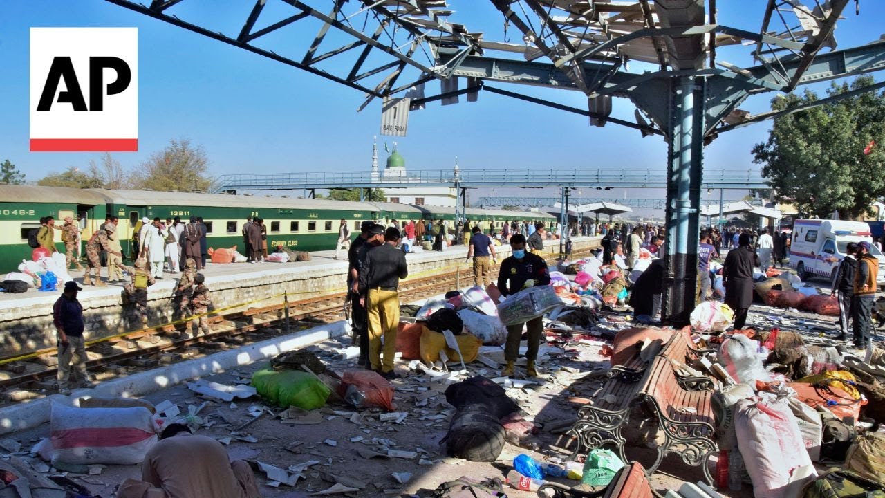 Suicide bombing at a Pakistan rail station kills at least 24 - YouTube