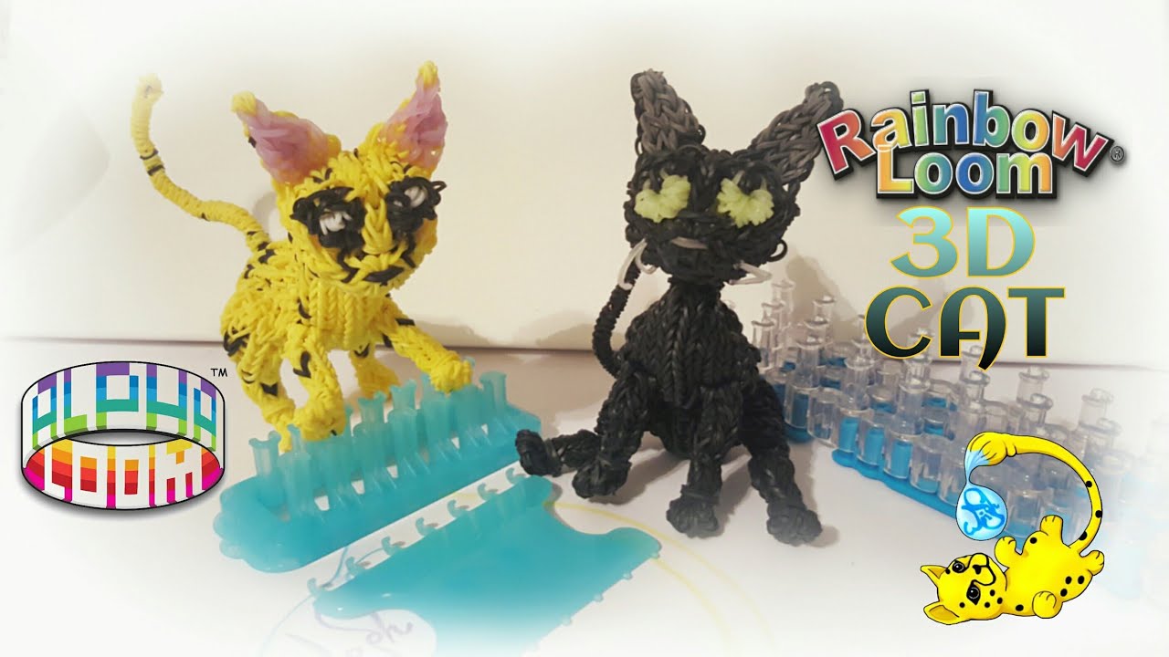 Rainbow Loom 3D CAT on Alpha Loom (3 of 3) Кот, Gato, ネコ, Chat - YouTube