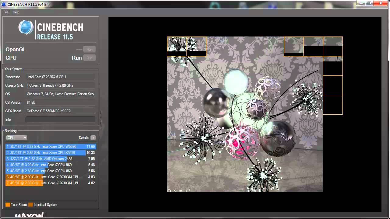 Cinebench CPU test- Intel Core i7 2630QM - YouTube