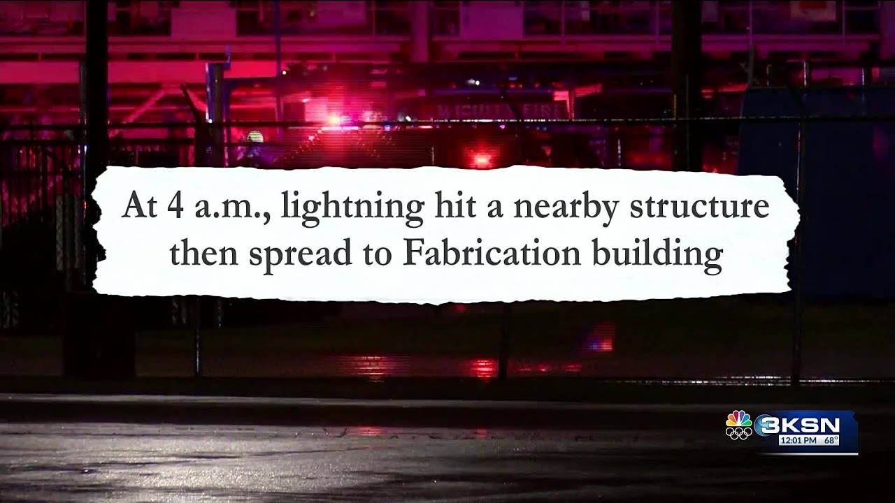 Lightning strike causes fire a Spirit AeroSystems building - YouTube