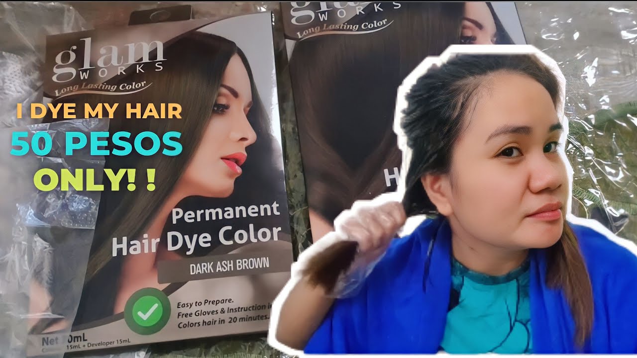 DIY HAIR COLOR | GLAM WORKS HAIR DYE | DARK ASH BROWN | #hairdye # ...