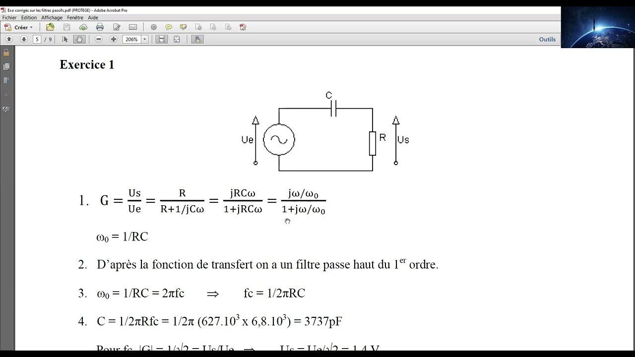 Exercices 1 & 2 avec corrigés sur les filtres passifs - YouTube