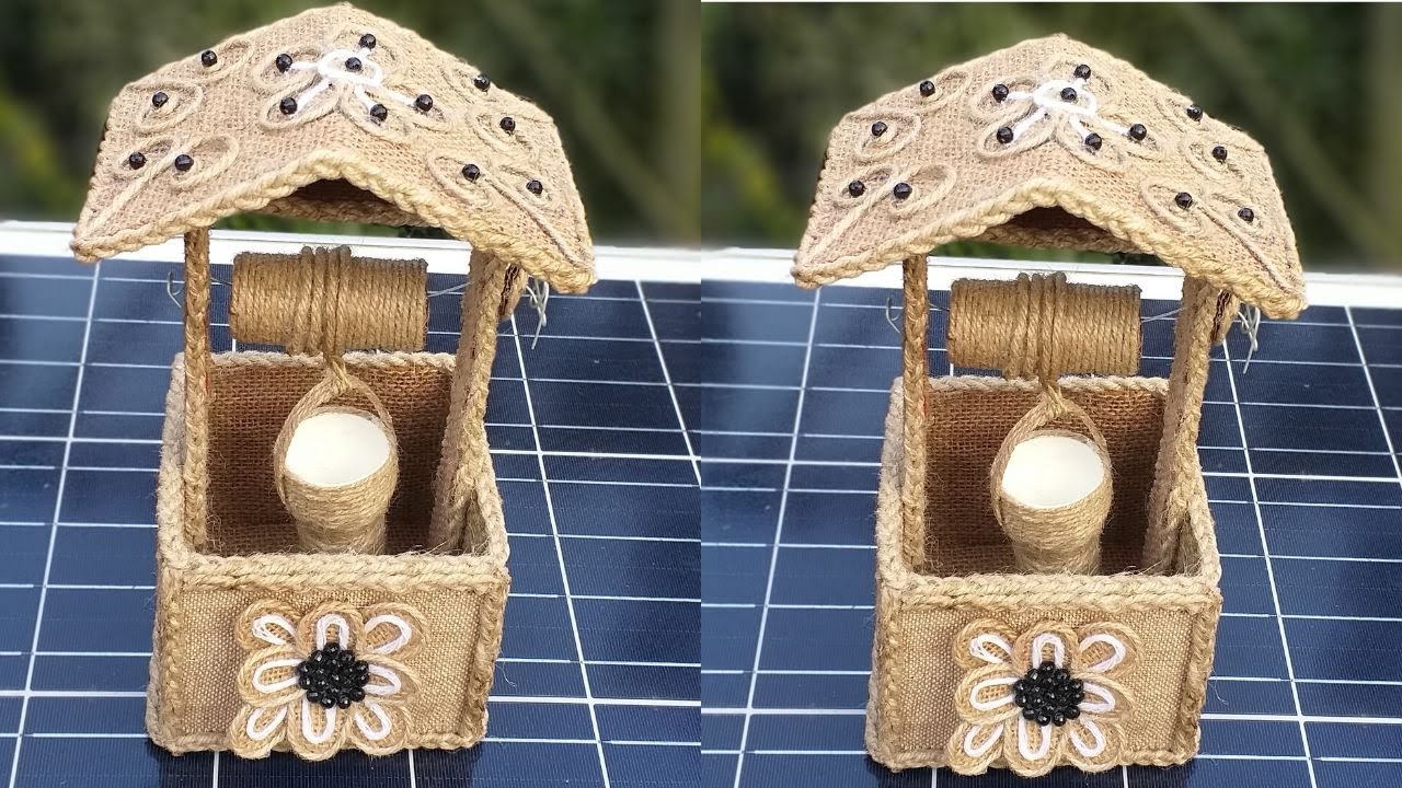 Amazing Showpiece With Burlap And Cardboard || DIY Water Well Craft ...