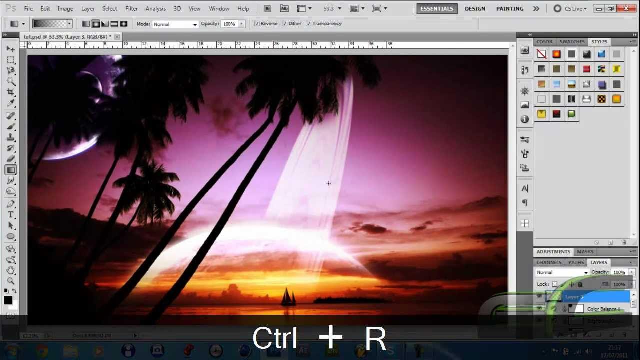 Adobe Photoshop CS5: How to Put Planets in the Sky / Make a Space Scene ...