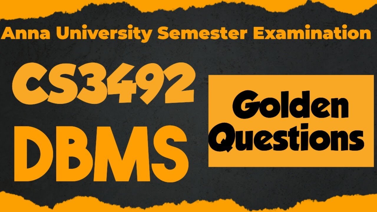 CS3492|Important Questions|DBMS|Important questions|Database Management ...