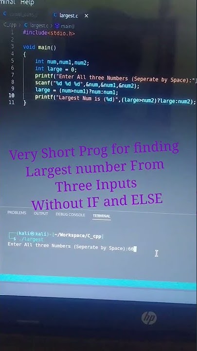 Using Ternary Operator, Finding Largest number without IF and ELSE #coding #clanguage # ...