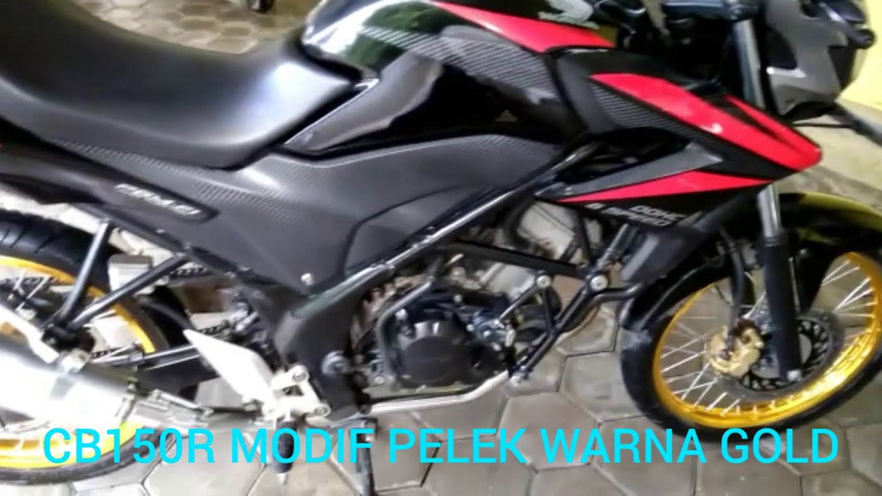Cb150r hitam modif jari jari dengan pelek warna gold - YouTube
