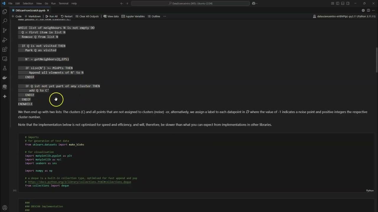 DataScience DBScanFromScratch CodeWalkThrough - YouTube