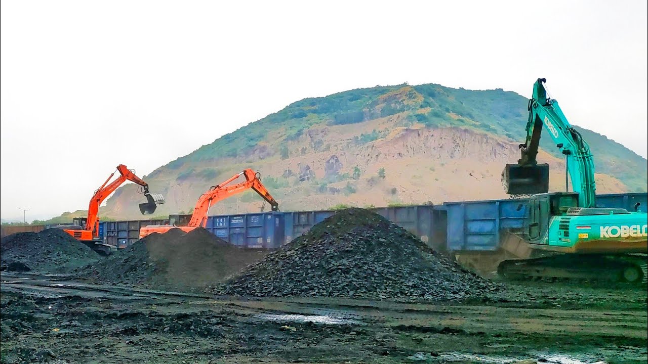 TATA HITACHI EX200, KOBELCO ,POCLAIN EXCAVATOR UNLOADING FAST FROM COAL ...