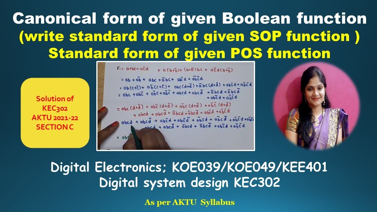 unit 1 L7.4 | Canonical Form | standard form in digital system design ...