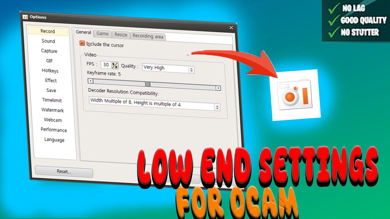 The Best Low End PC Settings For OCAM (720P-60FPS) - YouTube