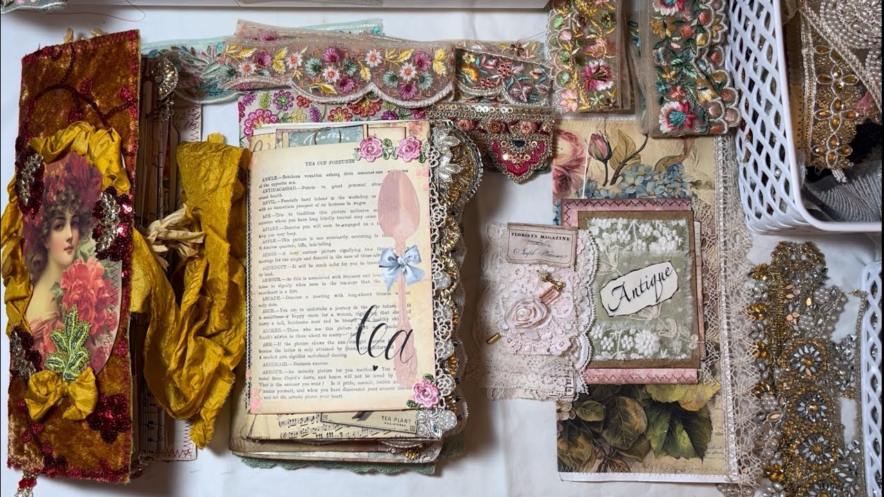 Junk Journal Tutorial: Fun With Scalloped Trims and Bling - YouTube