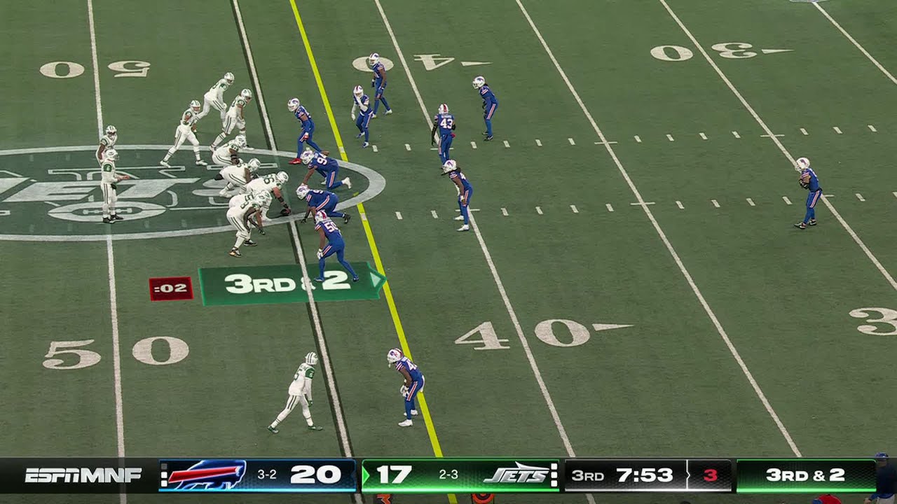 Hall goes 42 yards down the sideline to get the Jets in the red zone ...