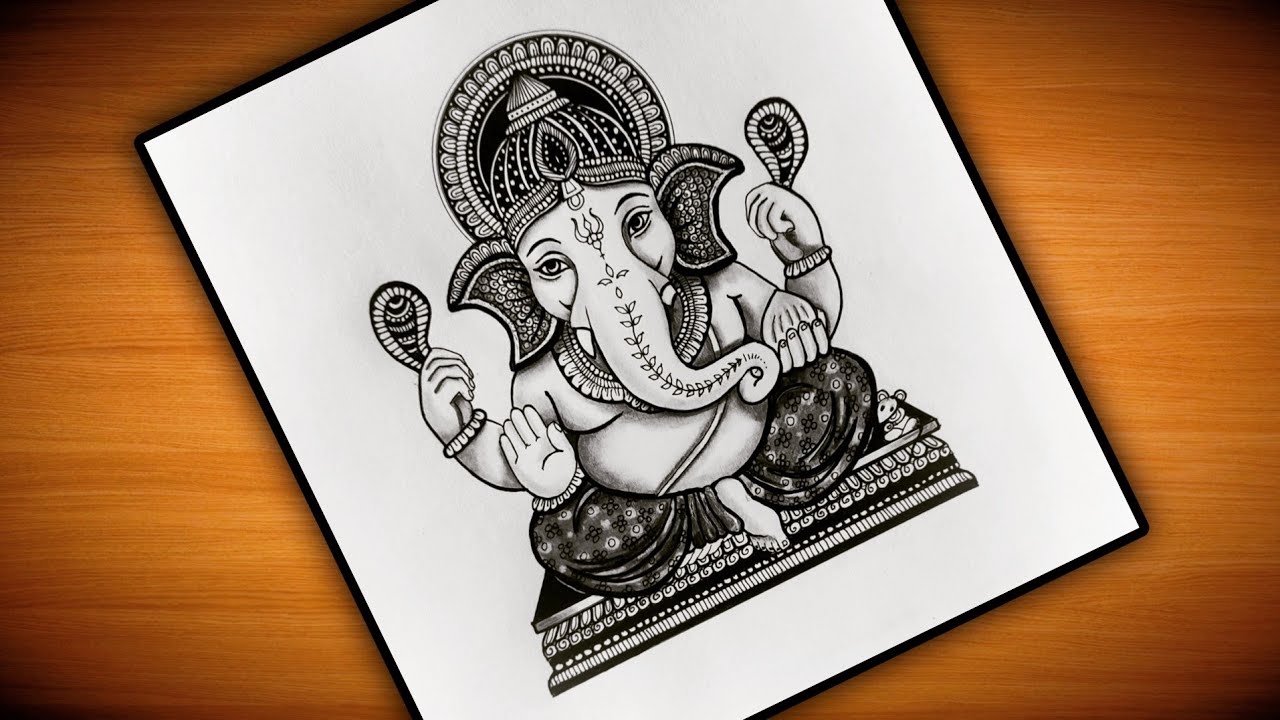 Ganesha drawing - Grid Method Part 2 / Ganapati Mandala drawing with ...