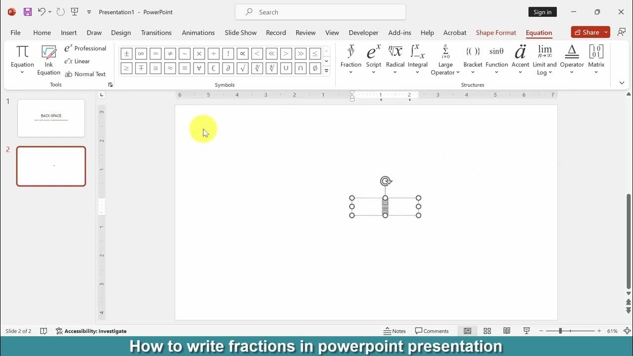 How to write fractions in PowerPoint presentation - YouTube