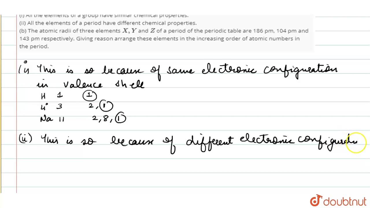 (a) Explain why: (i) All the elements of a group have similar chemical ...