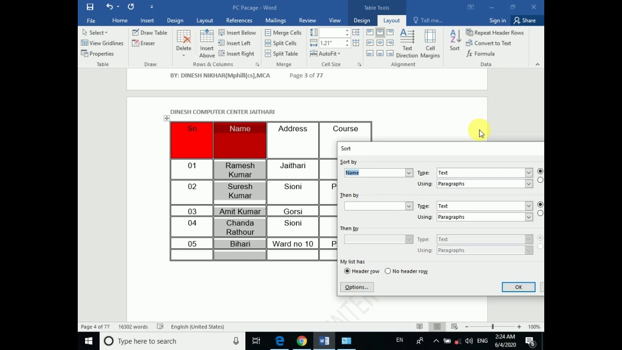 MS Word 2016 Insert Tab (Hindi) | MS -Word Tutorial For Beginners | DCA ...