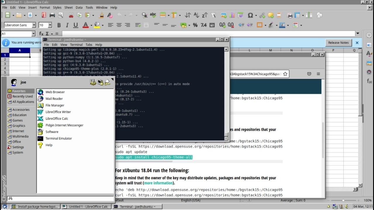 Install Chicago95 Win95 Theme In Xubuntu 20.04 - YouTube
