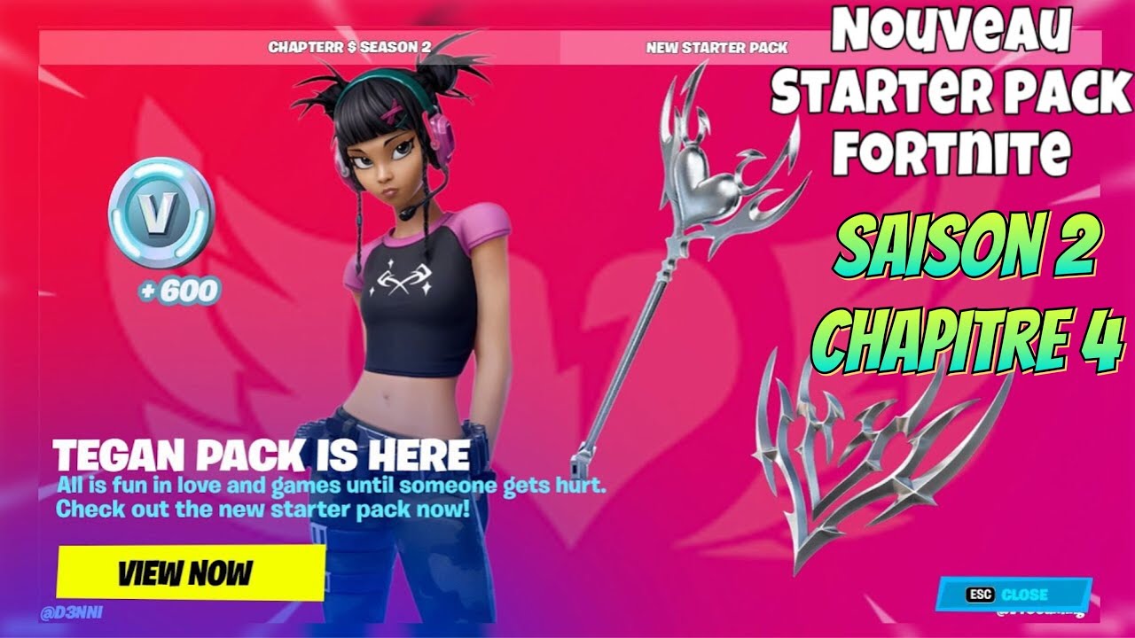 Nouveau starter pack Fortnite Tegan à 3,99€ Saison 2 Chapitre 4 ! (Pack ...