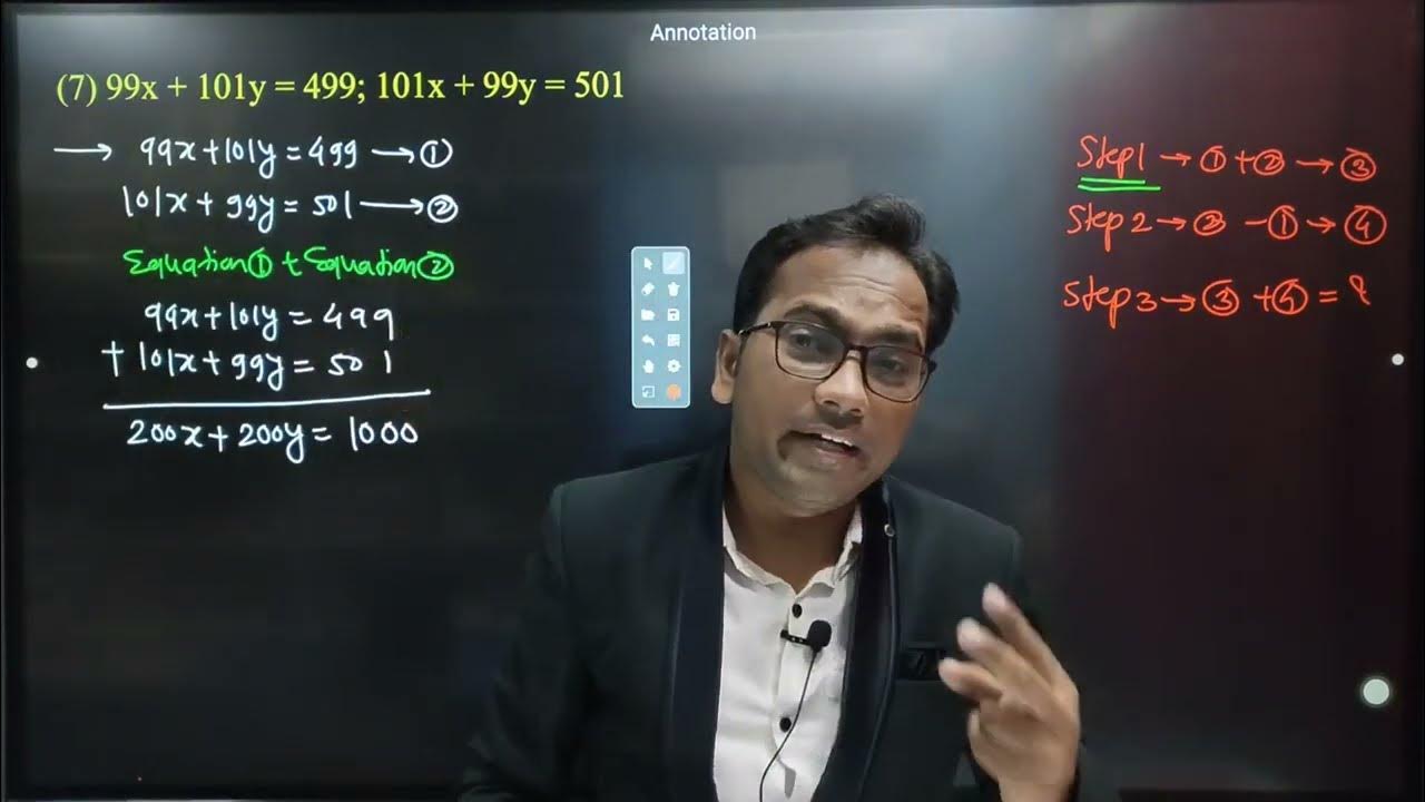 10th Math Part 1 | Linear Equation in two variables | 99x + 101y = 499 - YouTube