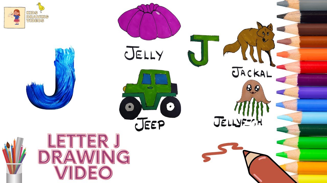 Drawing with Letters J for Kids | How to Draw with Alphabet J | Learn 4 ...