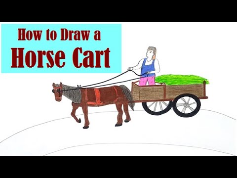 How to Draw a Horse Cart step by step||Horse Carriage drawing||Wali ...
