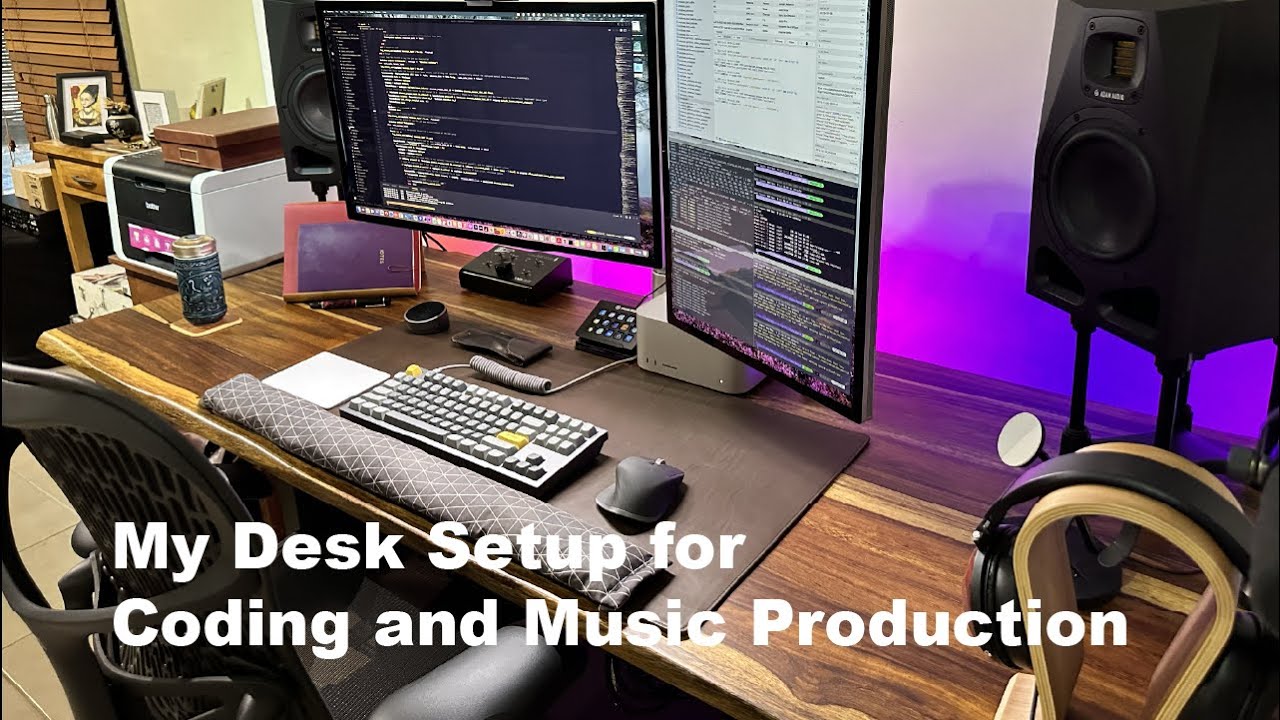 My new desk setup for software development and music production work ...