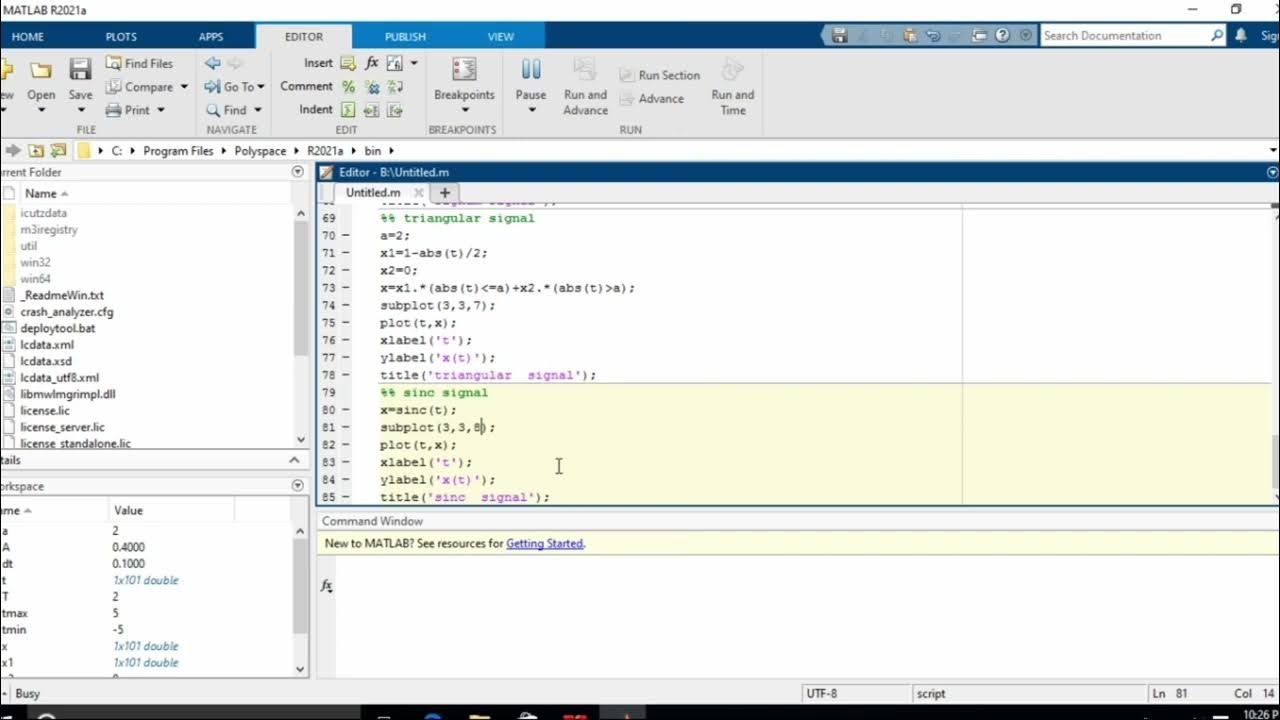 Gaussian signal and sinc signal using MATLAB - YouTube