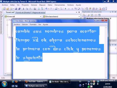 Programación en Visual Basic 2008, 2005, 2010.Multiple selección by Evolution Virtual-X - YouTube