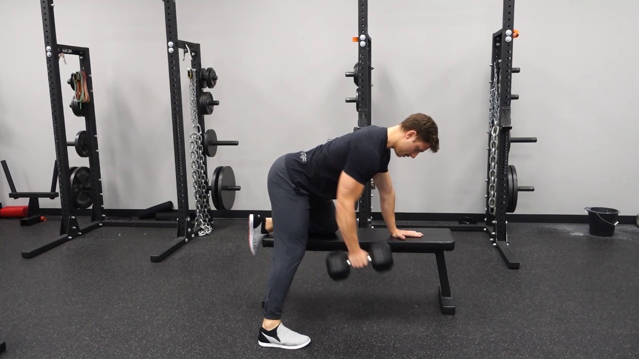 Single Arm Row Knee on Bench - YouTube