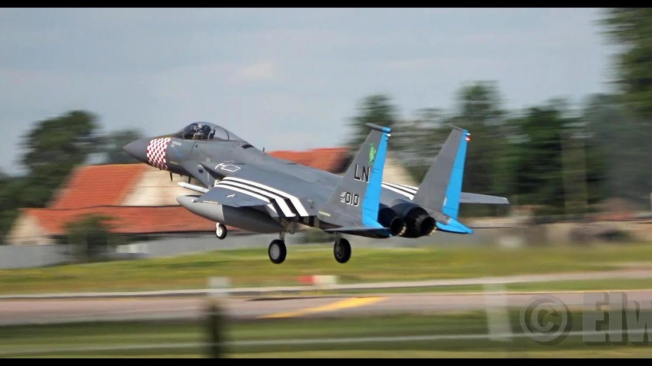 RAF Lakenheath USAF F-15c Heritage Jet Stunning paint scheme!!! - YouTube