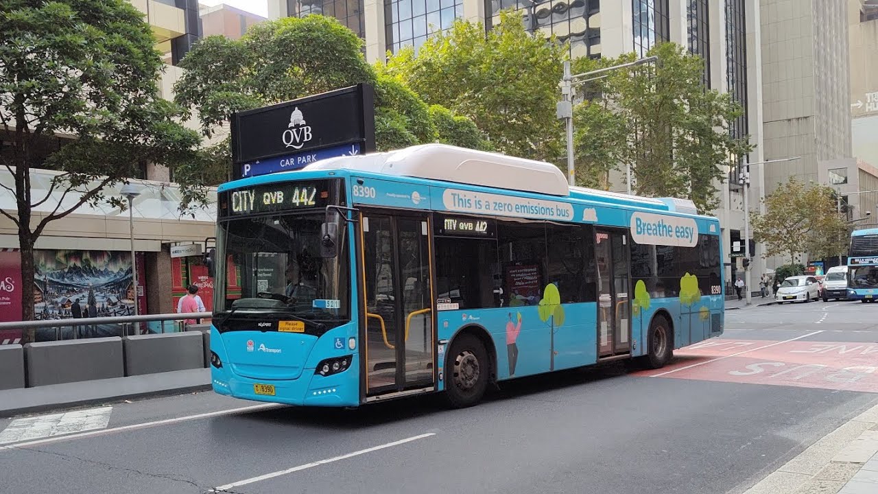 Transit Systems electric buses m/o 8821 and m/o 8390 at QVB York St ...