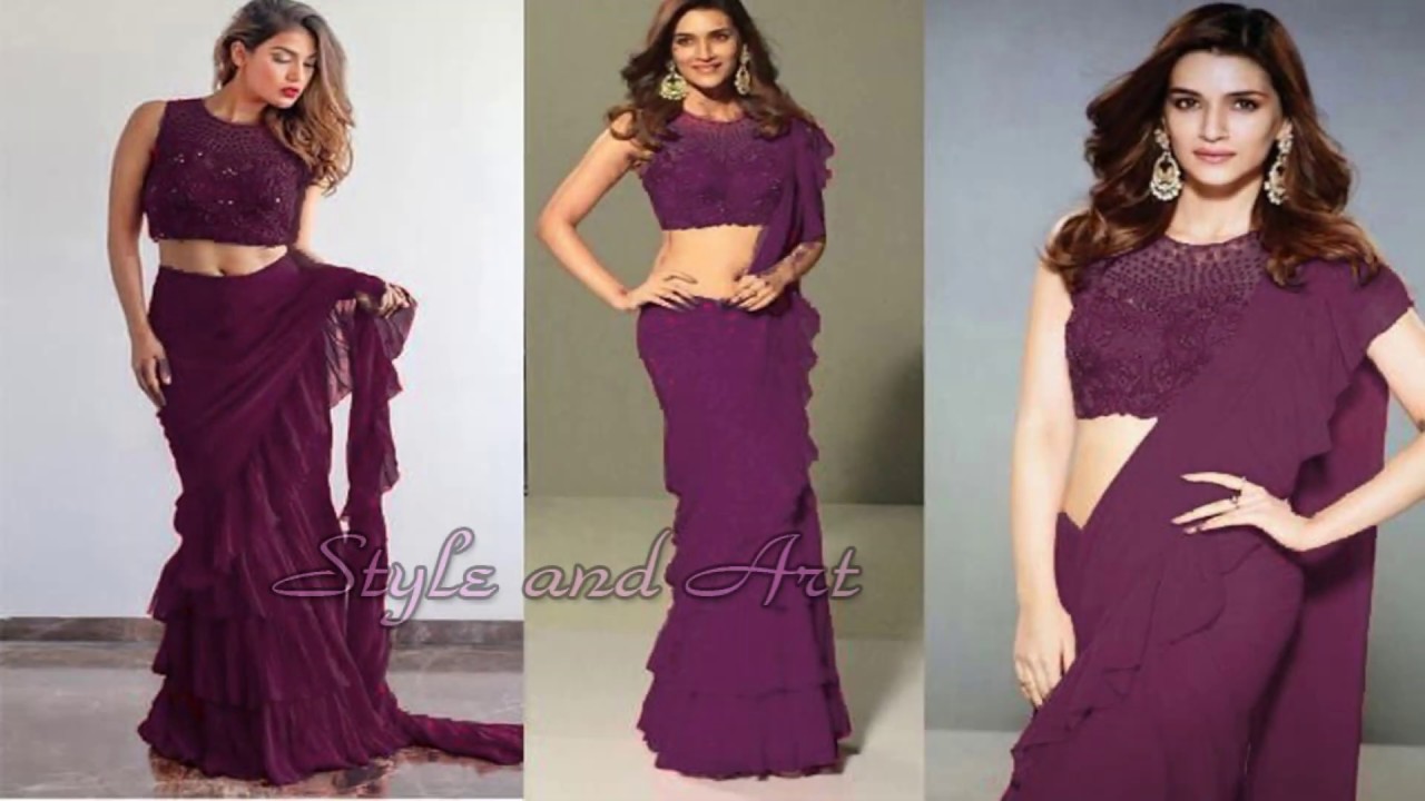 Latest Party Wear Ruffle Saree Design || New Ruffle Saree ke Design ...