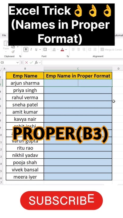 ExcelTrick🔥#PROPER() Function in Excel#excelformula#excel#excelshorts#exceltutorial#shorts#viral ...