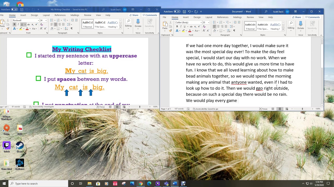 Sam Writing Example - YouTube