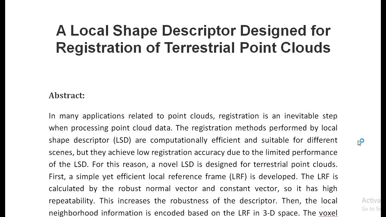 A Local Shape Descriptor Designed for Registration of Terrestrial Point Clouds - YouTube