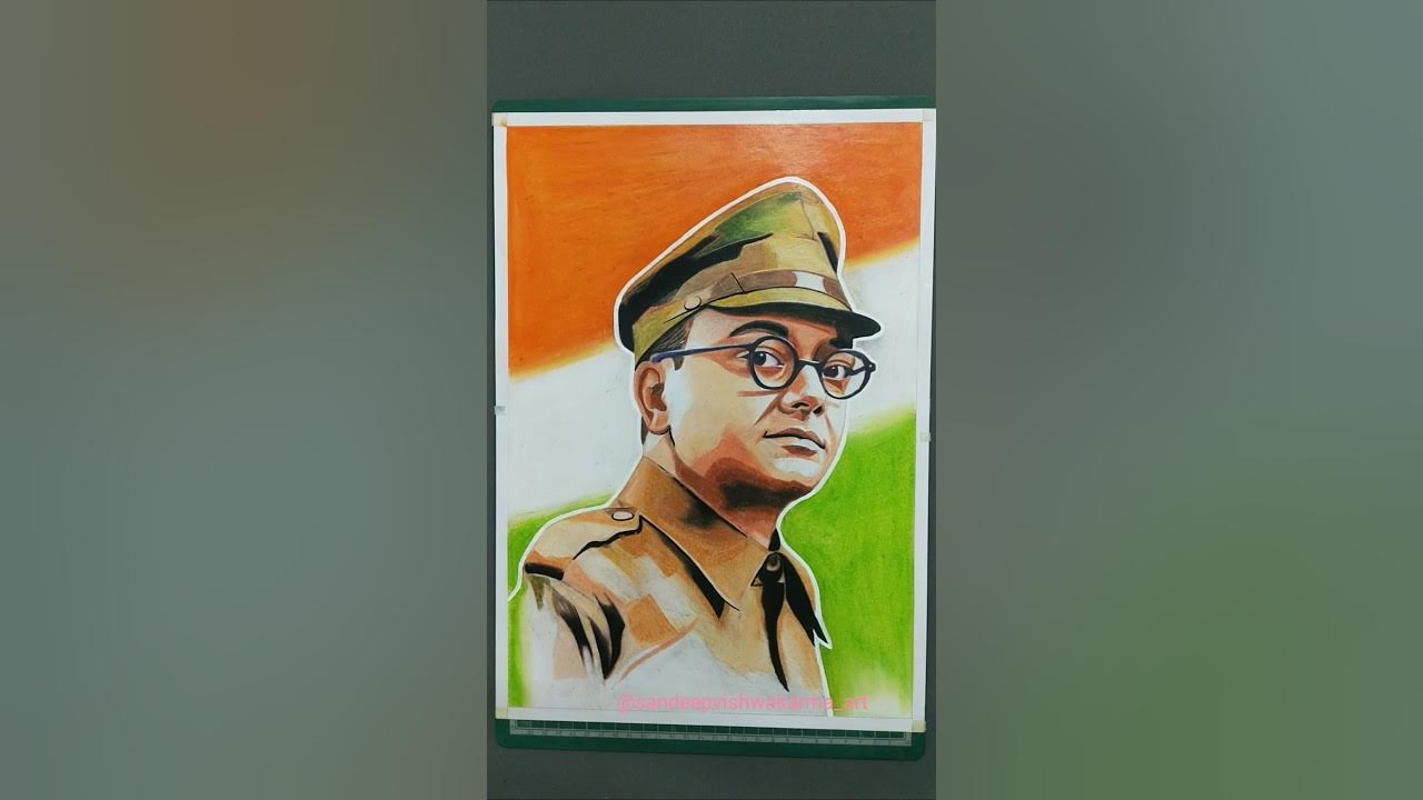 How to draw Netaji Subhash Chandra Bose drawing with oil pastel | 🇮🇳 ...