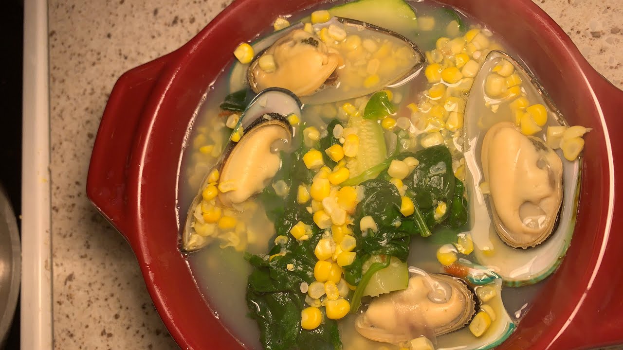 Mussels in soup with corn and vegetables - YouTube