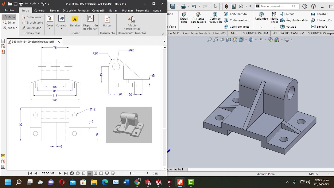 PIEZA SOLIDA 10 3D, PRACTICA PARA PRINCIPIANTES [SOLIDWORKS] - YouTube
