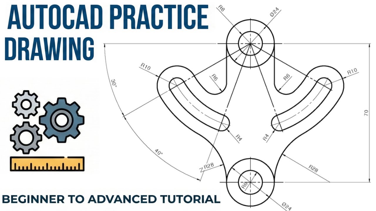 AutoCAD 2d Drawing Practice Beginner [ Step by Step ] - YouTube
