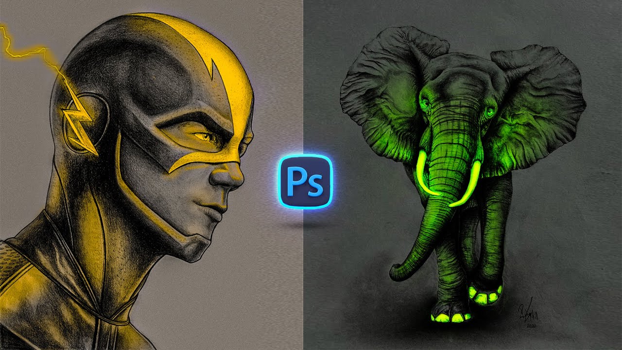 Lighting in Photoshop Sketch Glow Effect - YouTube